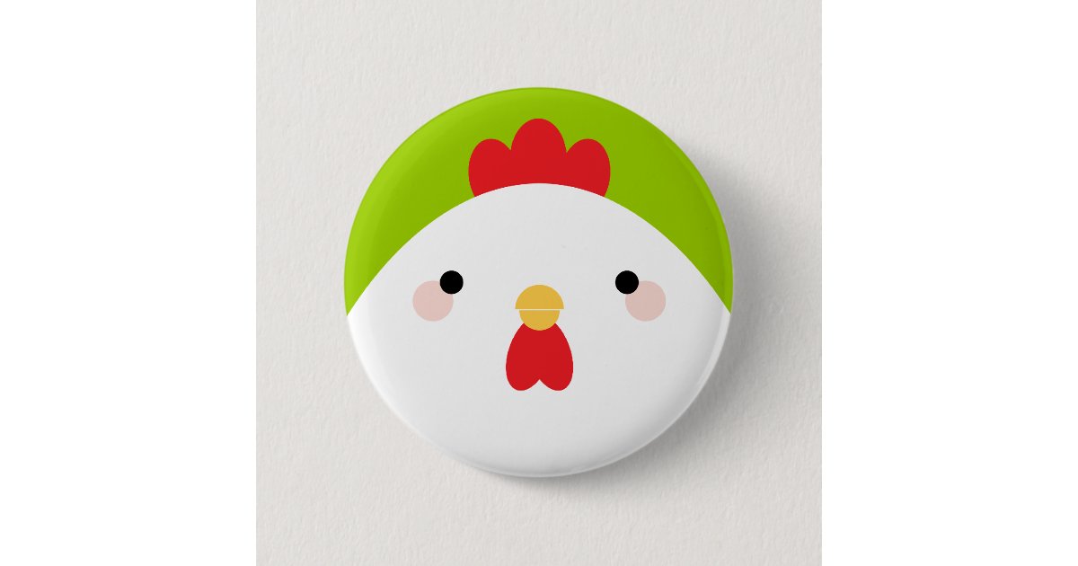 Kawaii Cartoon Chicken Pin Badge Button | Zazzle