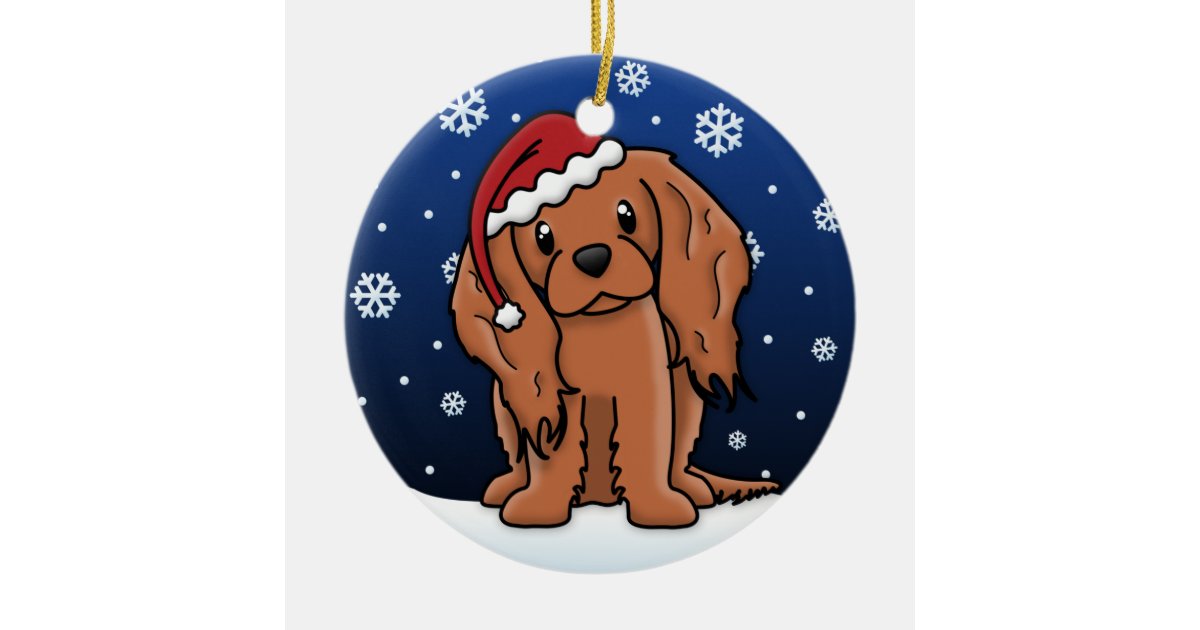 Kawaii Cartoon Ruby Cavalier King Charles Spaniel Ceramic Ornament | Zazzle