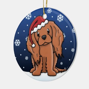 Kawaii Cartoon Ruby Cavalier King Charles Spaniel Ceramic Ornament | Zazzle