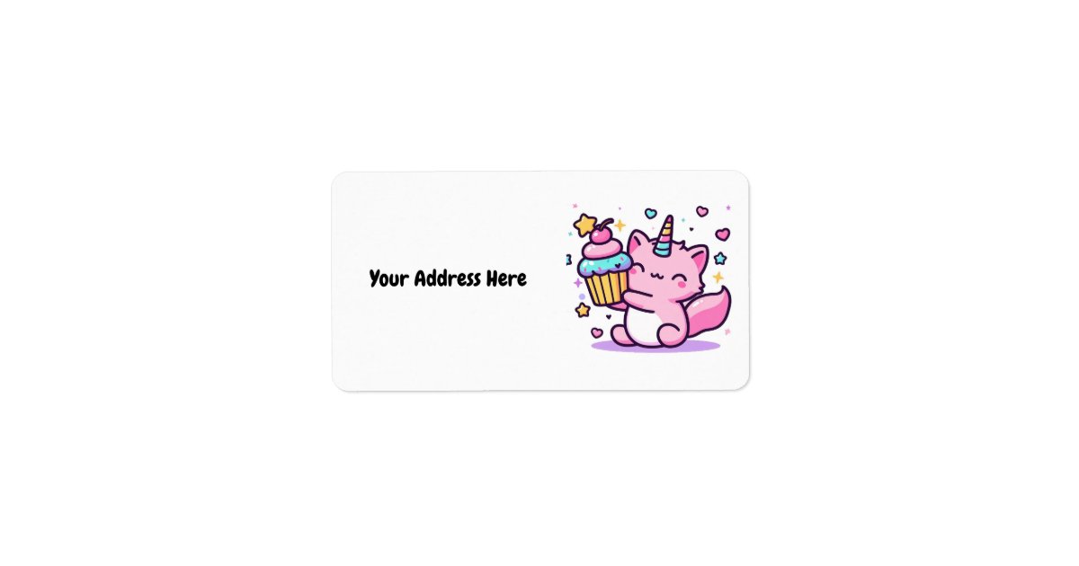 Kawaii Cat Birthday address label SO CUTE! | Zazzle