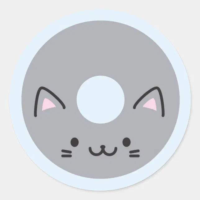 Kawaii Cat Donut Classic Round Sticker | Zazzle