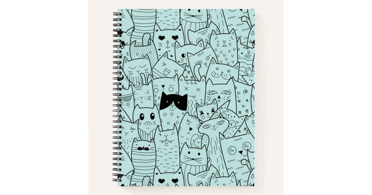 Kawaii Cat Doodles Pattern Notebook | Zazzle