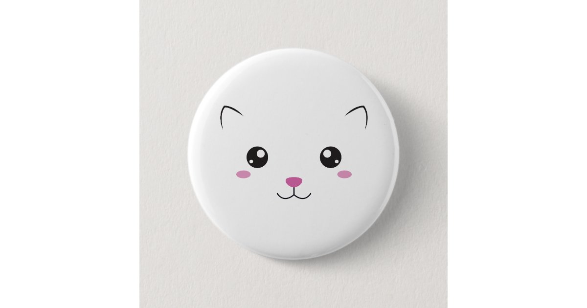 Kawaii cat face pinback button | Zazzle