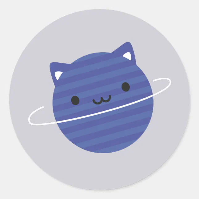 Kawaii Cat Planet in Space Classic Round Sticker | Zazzle