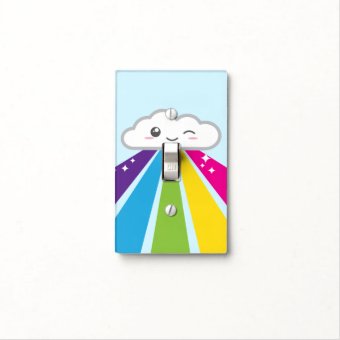 Kawaii Cloud and Rainbow Light Switch Cover | Zazzle