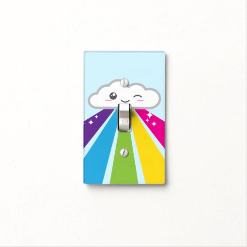 Kawaii Cloud and Rainbow Light Switch Cover | Zazzle