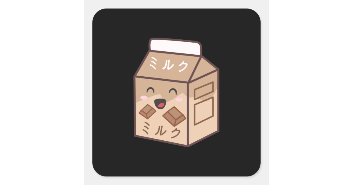 Kawaii Cow Retro Japanese Chocolate Milk Cows Square Sticker | Zazzle