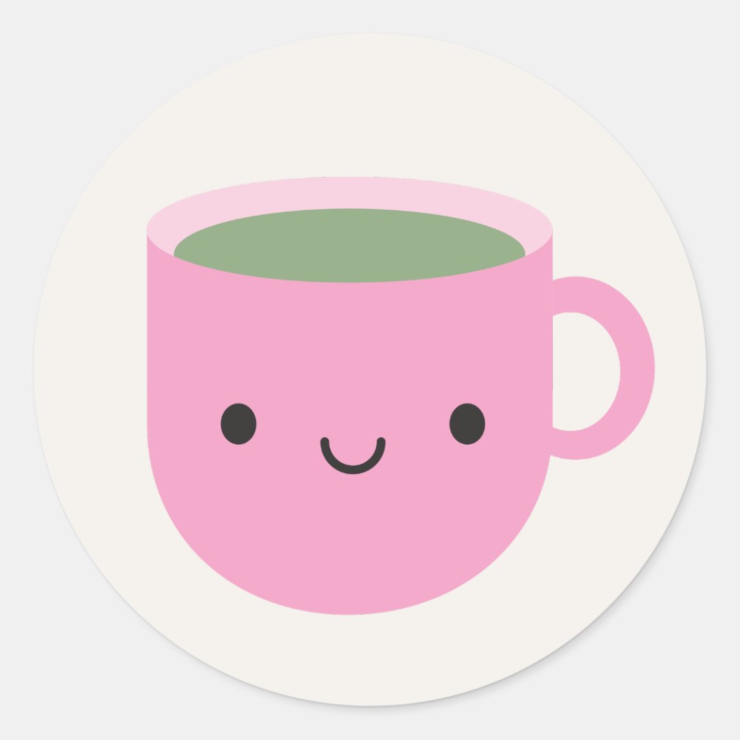 Kawaii Cup of Green Tea (Sencha) Classic Round Sticker | Zazzle