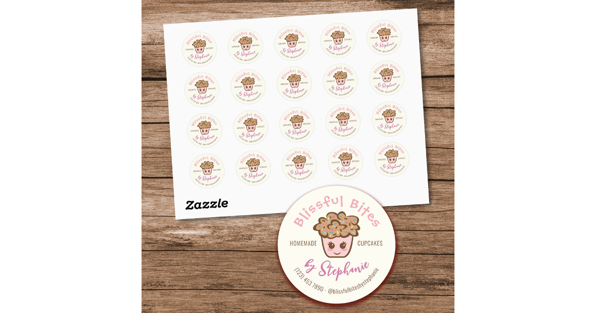 Kawaii Cupcake Homemade Cupcake Product Labels | Zazzle