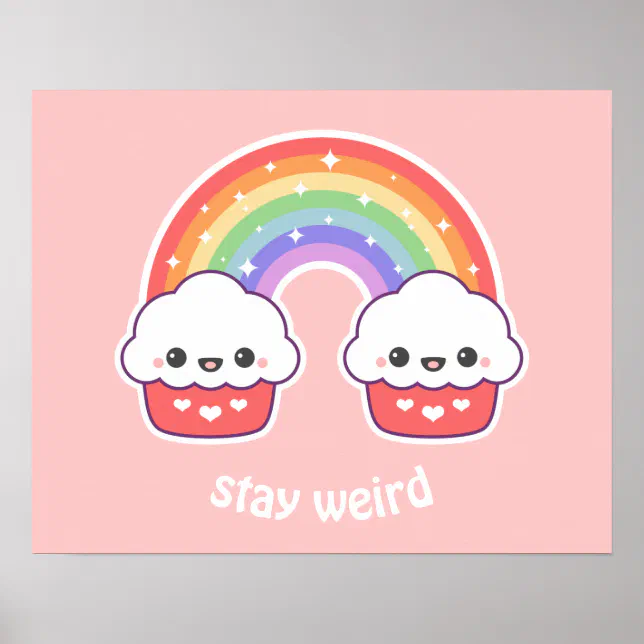 Kawaii Cupcake Rainbow Poster | Zazzle