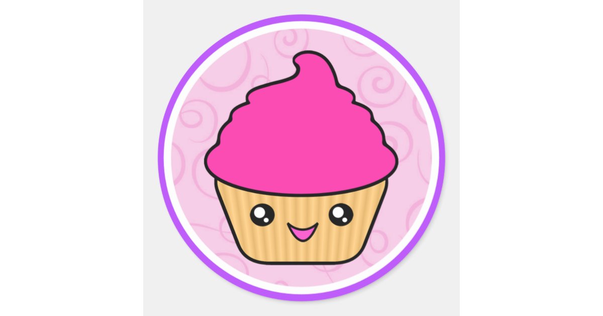 Kawaii Cuppy Cake Pink Cupcake Classic Round Sticker | Zazzle