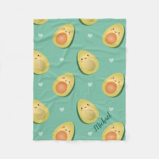 Kawaii Cute Avocados Let's Avocuddle Pattern Fleece Blanket | Zazzle.com