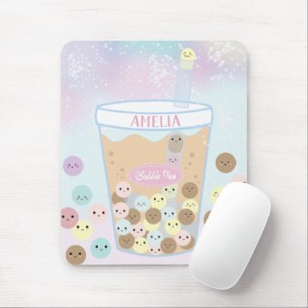 Kawaii Cute Bubble Pearl Milk Tea Tapioca Boba Mouse Pad | Zazzle