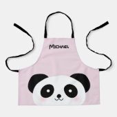 Kawaii Cute Cartoon Panda Bear Custom Name Apron | Zazzle
