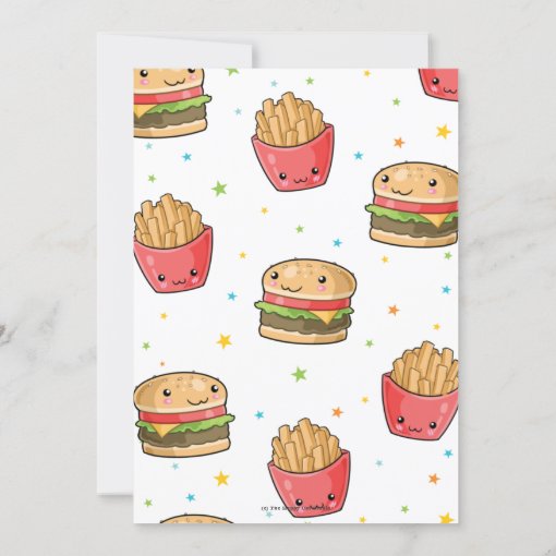 Kawaii Cute Fast Food Burger Party Girl Birthday Invitation | Zazzle
