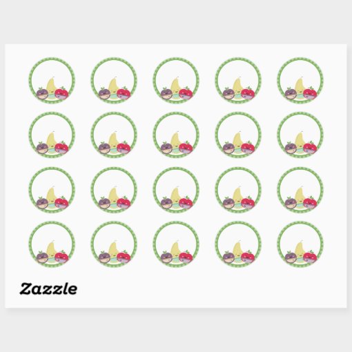 kawaii cute fruit baking bakery gift tag stickers | Zazzle