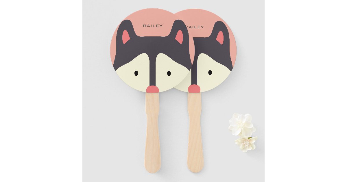 Kawaii Cute Little Puppy Dog. Husky. Hand Fan | Zazzle