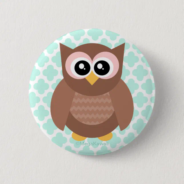 Kawaii Cute Owl Button | Zazzle