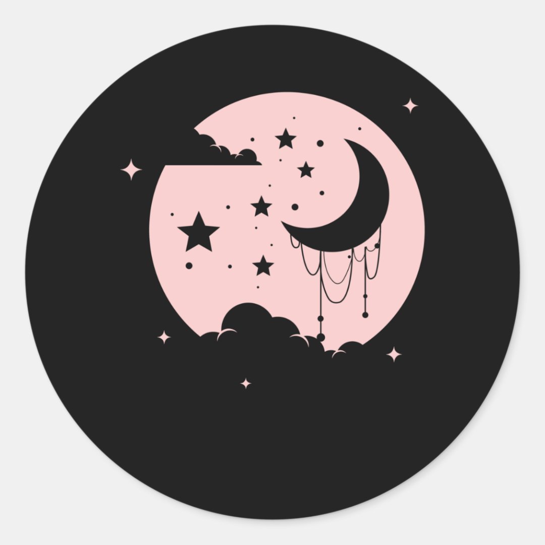 Kawaii Cute Pastel Goth Moon Classic Round Sticker | Zazzle