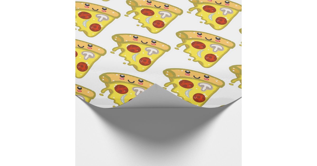 Kawaii Cute Pizza Slice with Pepperoni Wrapping Paper | Zazzle