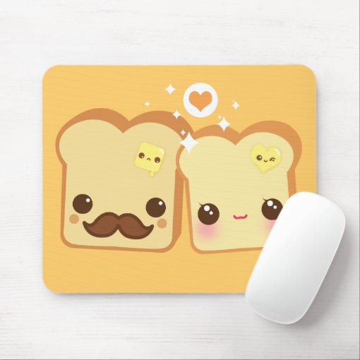 Kawaii cute toasts couple mouse pad | Zazzle