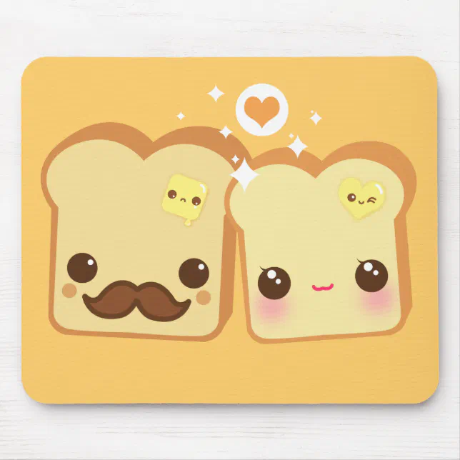 Kawaii cute toasts couple mouse pad | Zazzle