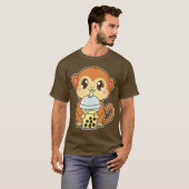 Kawaii Cute Zodiac Boba Monkey Banana Bubble Tea T-Shirt | Zazzle