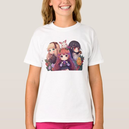 Kawaii Cuties: Adorable Anime T-Shirt for Kids | Zazzle