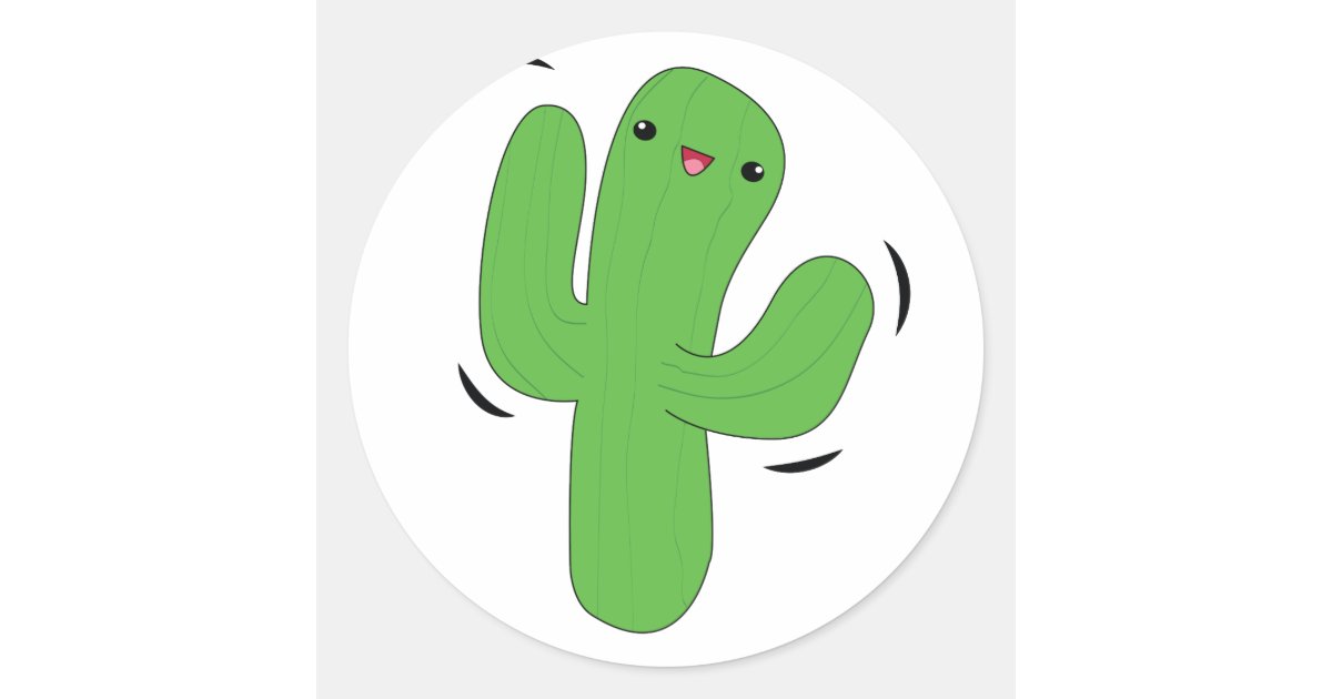 Kawaii dancing cactus sticker. classic round sticker | Zazzle