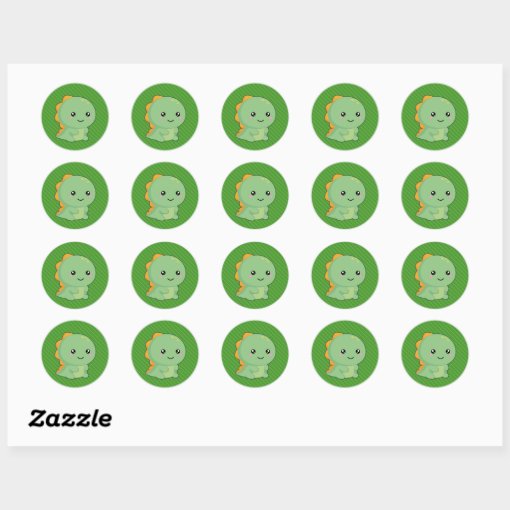 Kawaii Dinosaur Classic Round Sticker Zazzle