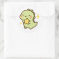 Kawaii Dinosaur Holding Star Sticker | Zazzle