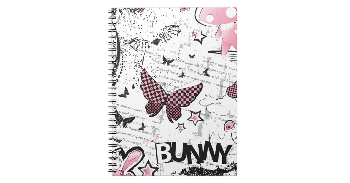 Kawaii emo Pink Bunny Notebook | Zazzle
