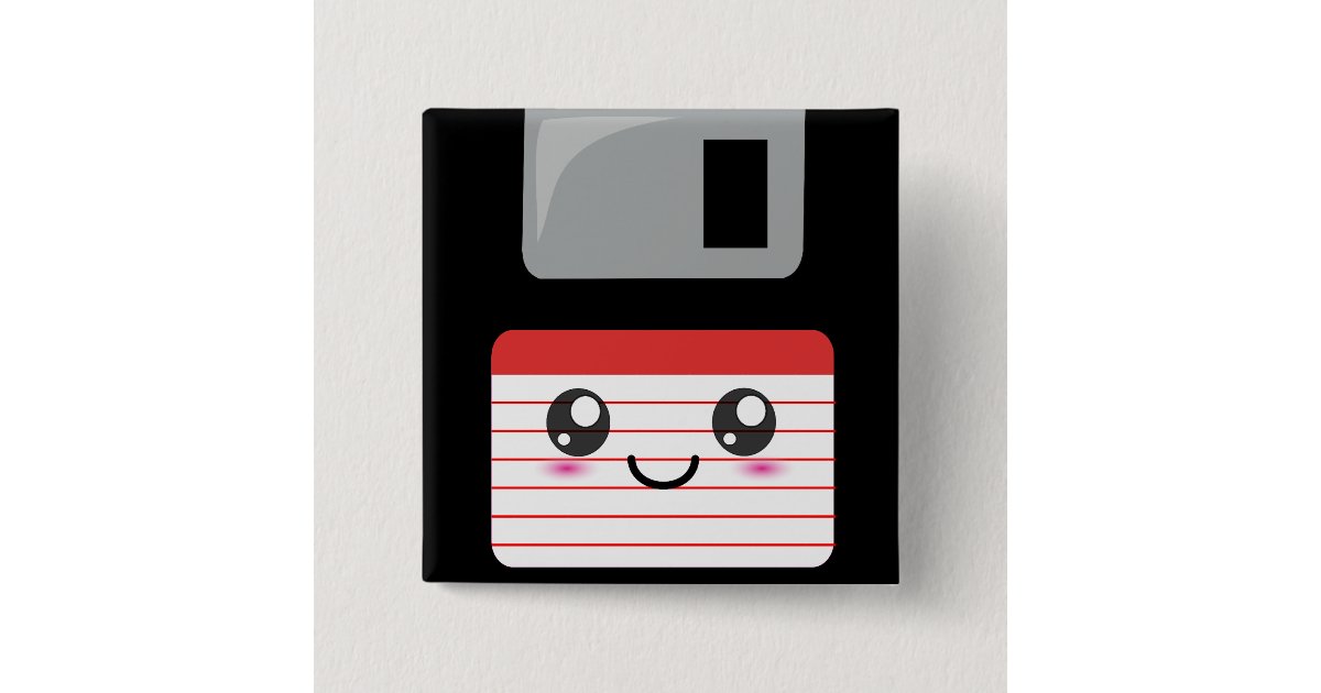 Kawaii Floppy Disk Button | Zazzle