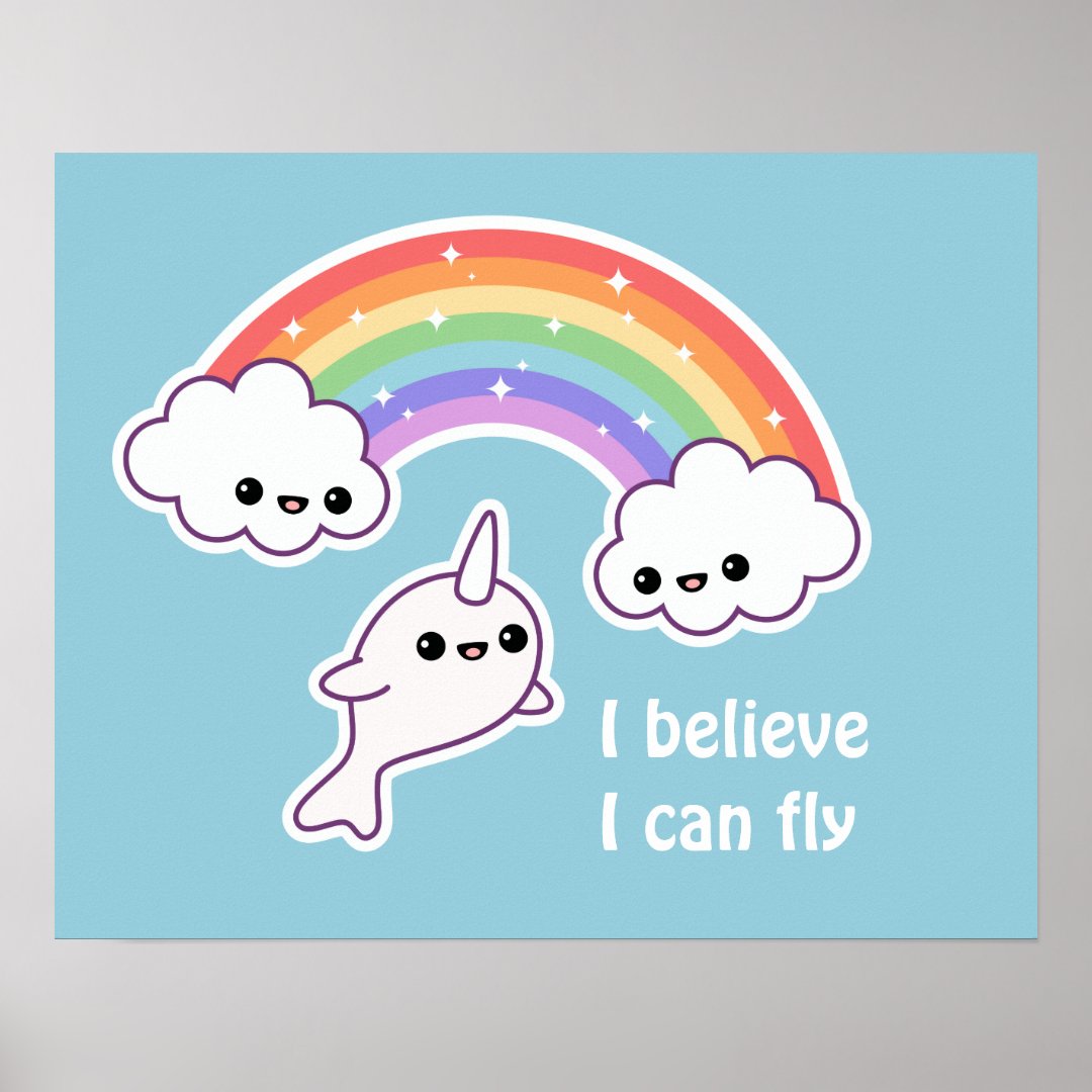 Kawaii Flying Narwhal Poster | Zazzle
