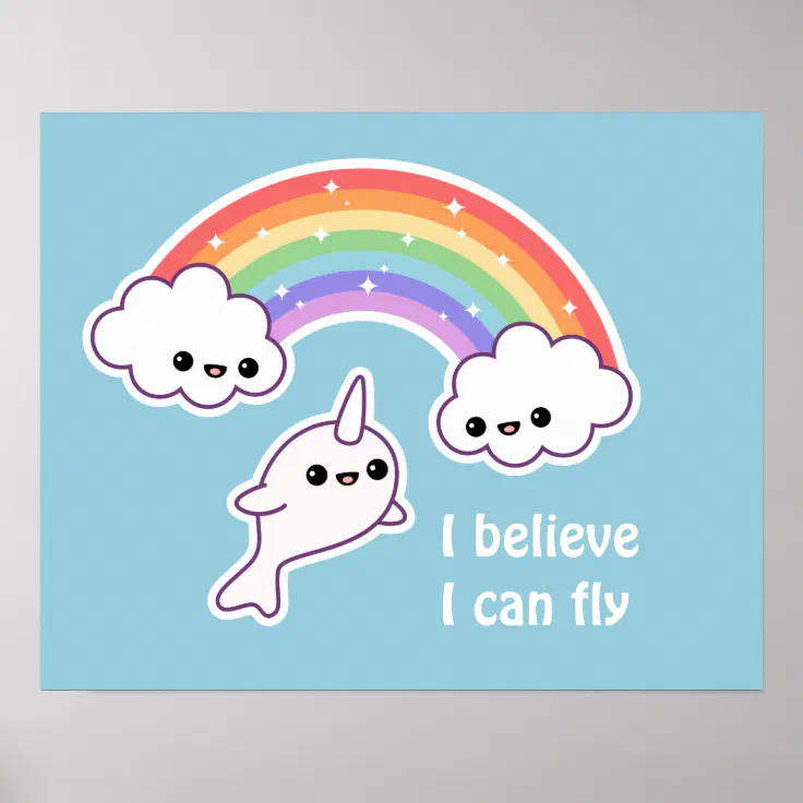 Kawaii Flying Narwhal Poster | Zazzle