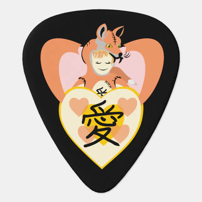 Kawaii Foxy Cosplay Love Heart Guitar Pick | Zazzle
