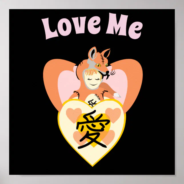 Kawaii Foxy Cosplay Love Heart Poster | Zazzle