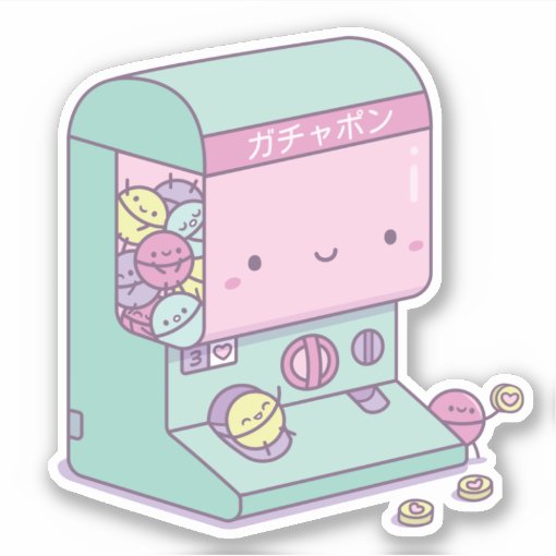 Kawaii Gachapon Japan Capsule Toy Machine Doodle Sticker | Zazzle
