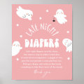 Kawaii Ghost Late Night Diapers Baby Shower Sign | Zazzle