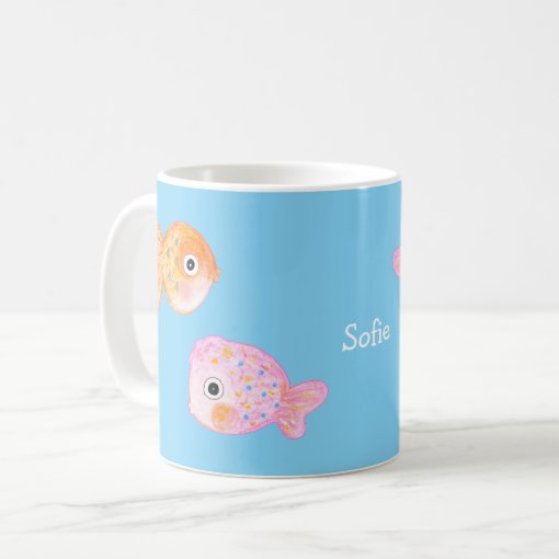 Kawaii Goldfish Cute funny fish Custom name Coffee Mug | Zazzle