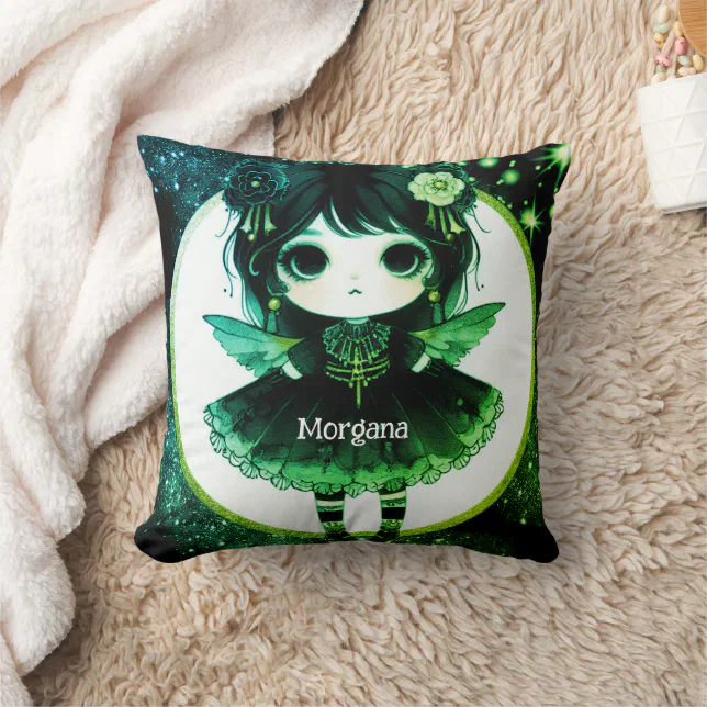 Kawaii Goth Girls Cute Personalized Gothic Chibi Throw Pillow | Zazzle