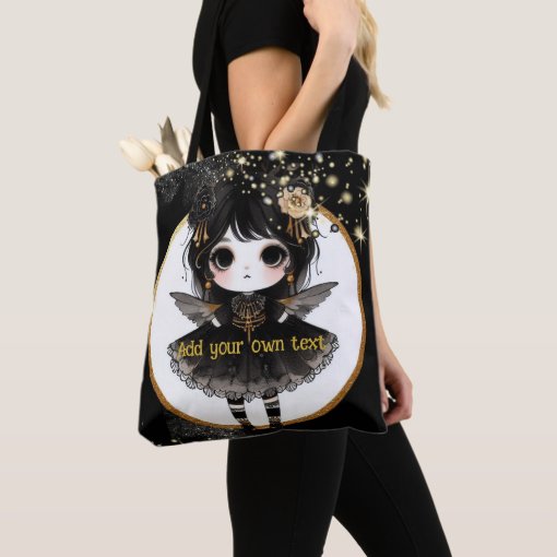Kawaii Goth Girls Cute Personalized Gothic Chibi Tote Bag | Zazzle