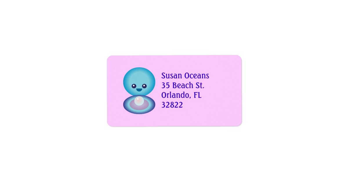 Kawaii Happy Clam Label | Zazzle