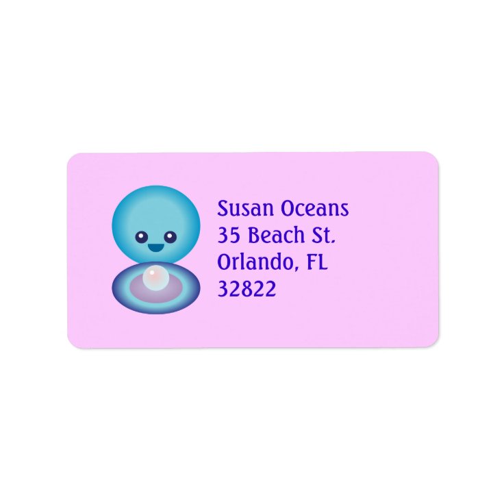Kawaii Happy Clam Label | Zazzle
