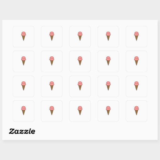 Kawaii Ice Cream Square Sticker | Zazzle