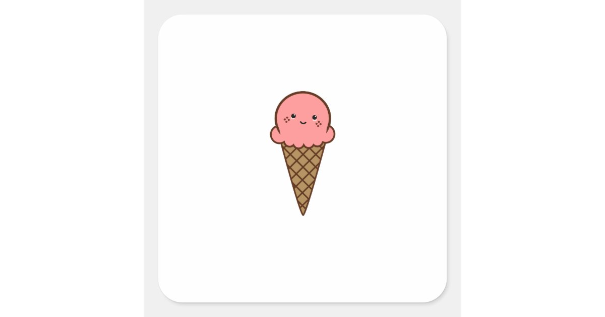 Kawaii Ice Cream Square Sticker | Zazzle