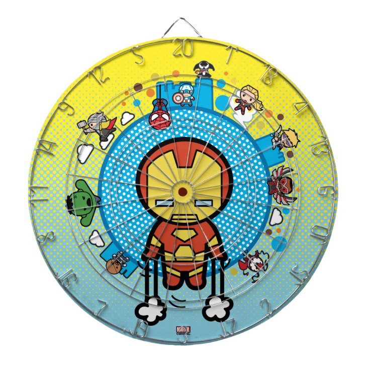 Kawaii Iron Man With Marvel Heroes on Globe Dartboard With Darts | Zazzle