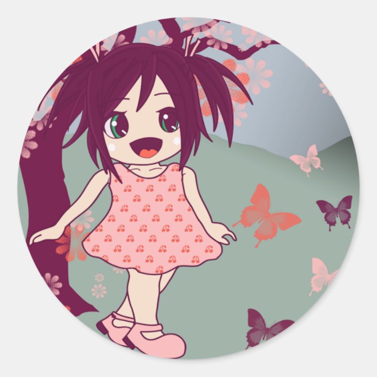 Kawaii Japanese Chibi Anime Manga Girl Stickers Zazzle
