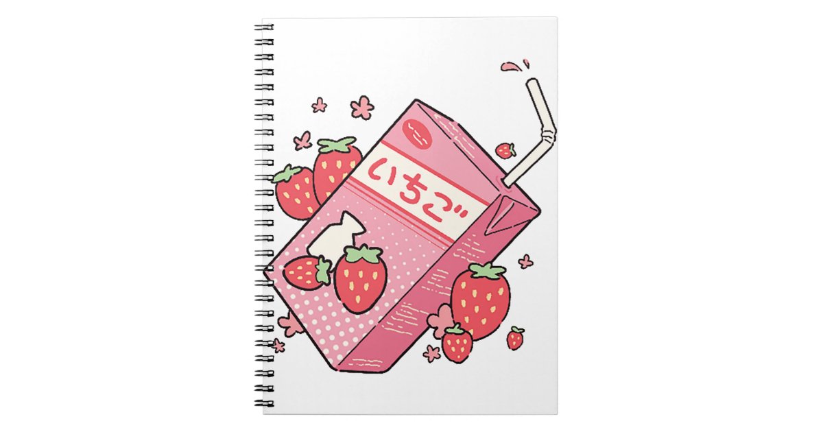 Kawaii Japanese Strawberry Juice Box Notebook | Zazzle