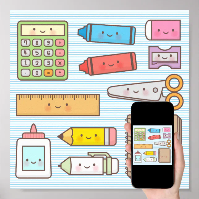 Kawaii Kids Back to School Supplies Wall Decor | Zazzle